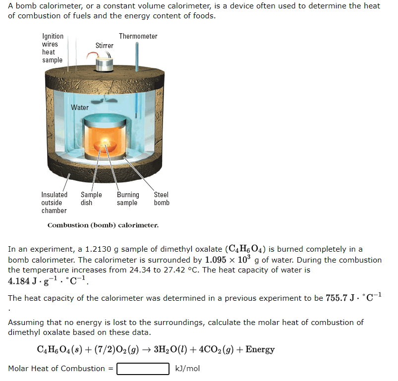 Solved A bomb calorimeter, or a constant volume calorimeter, | Chegg.com