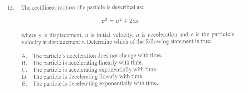 Solved 13. The rectilinear motion of a particle is described | Chegg.com