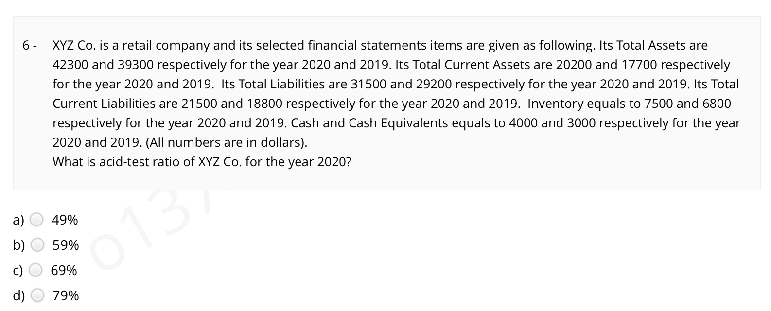 Solved 6 - XYZ Co. is a retail company and its selected | Chegg.com