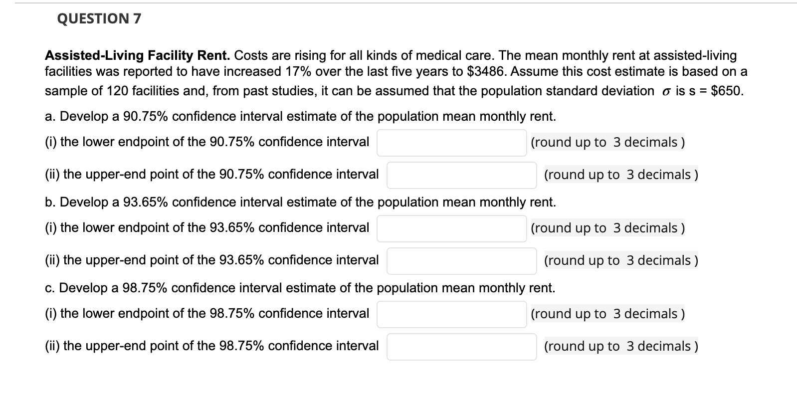 Solved Assisted-Living Facility Rent. Costs are rising for | Chegg.com