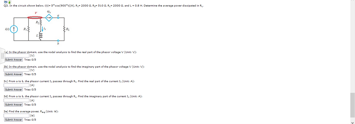 Solved 3a) In the ohasor domain, use the nodal analysis to | Chegg.com