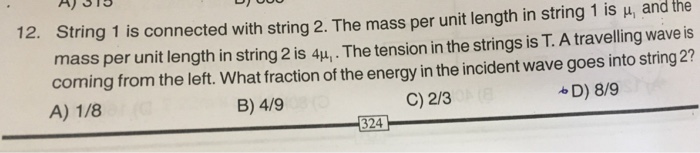 Solved String 1 is connected with string 2. The mass per | Chegg.com