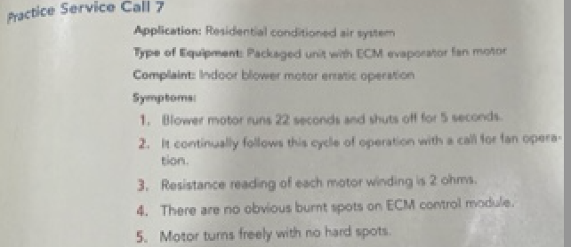 Practice Service Call 7 Application: Residential | Chegg.com