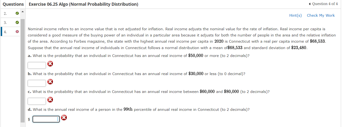 Solved Exercise 06.25 ﻿Algo (Normal Probability | Chegg.com