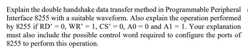 Solved Explain the double handshake data transfer method in | Chegg.com