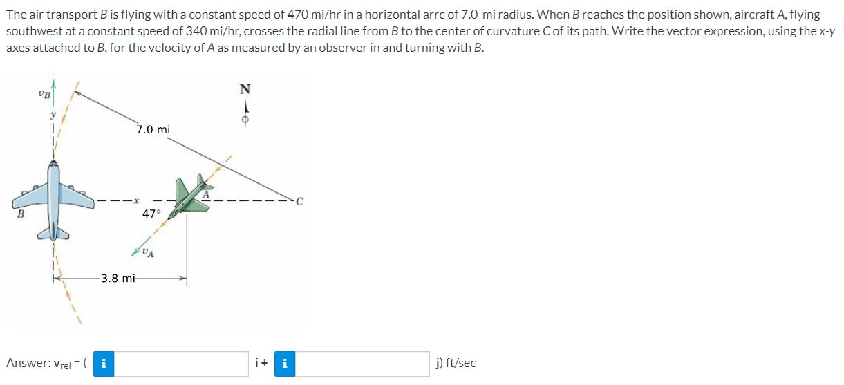 Solved The air transport B is flying with a constant speed | Chegg.com