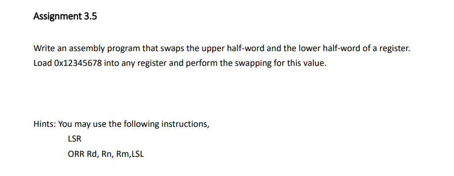 Solved Write an assembly program that swaps the upper | Chegg.com