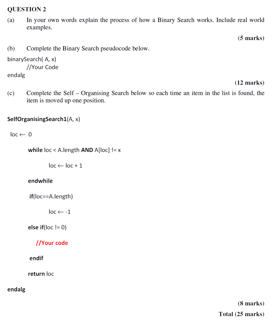 Solved QUESTION 2 (a) In your own words explain the process | Chegg.com