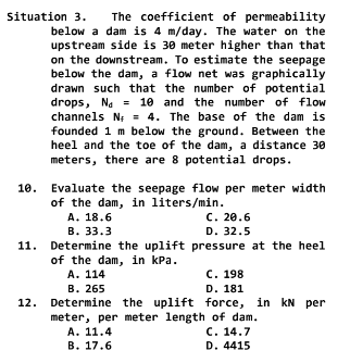 Solved situation 3. The coefficient of permeability below a | Chegg.com