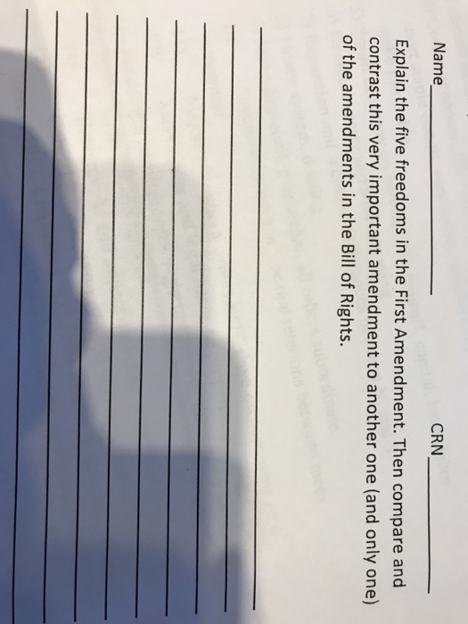 Solved Name CRN Explain the five freedoms in the First | Chegg.com