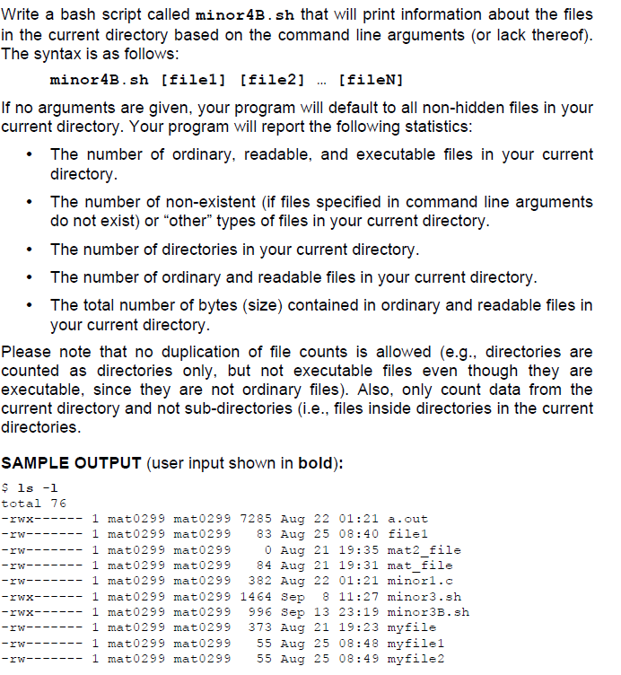Solved Write a bash script called min r4B.sh that will print | Chegg.com