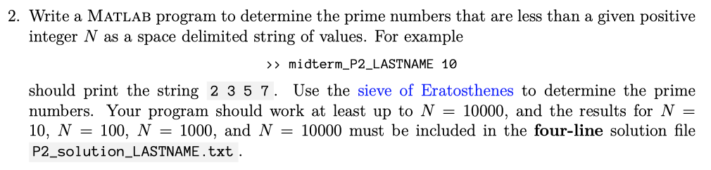 2. Write a MATLAB program to determine the prime | Chegg.com