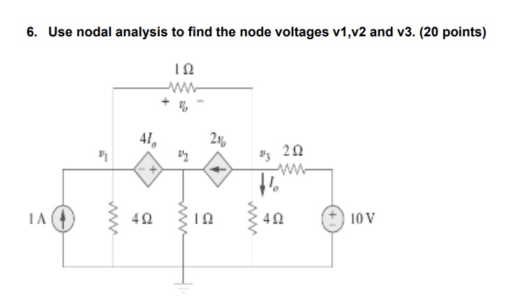 Solved 6. Use nodal analysis to find the node voltages v1,v2 | Chegg.com