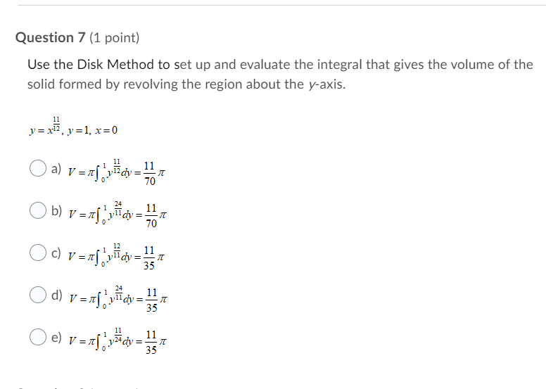 Solved 7) Use the Disk Method to set up and evaluate the | Chegg.com