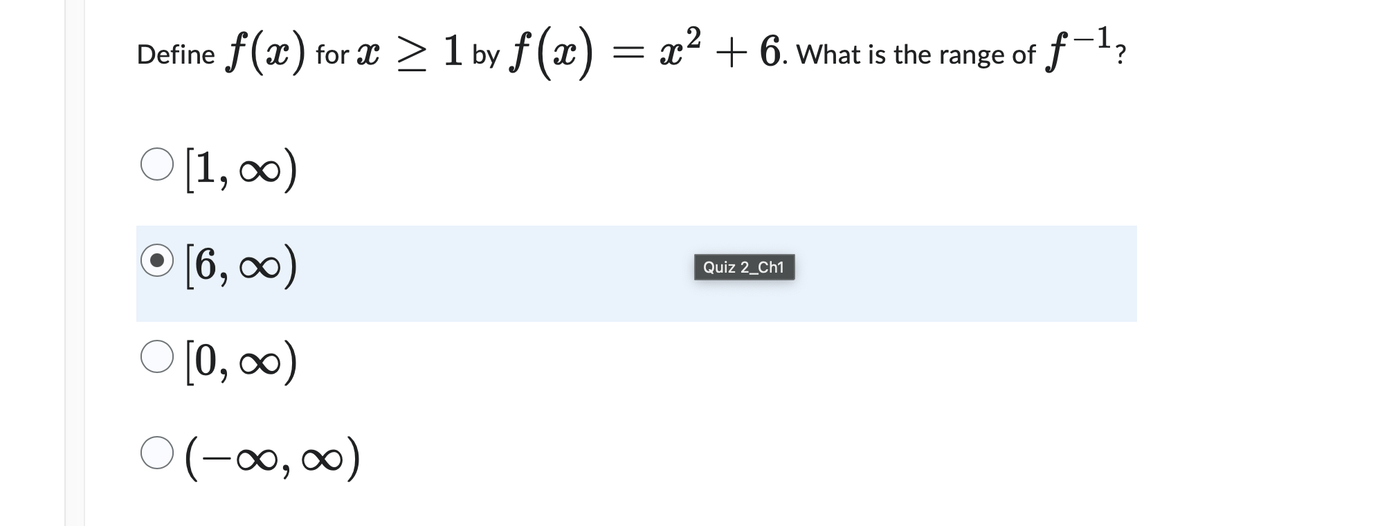Solved Define f(x) for x≥1 by f(x)=x2+6. What is the | Chegg.com Solved Define f(x) for x≥1 by f(x)=x2+6. What is the | Chegg.com