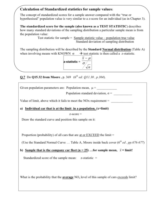 Solved Calculation of Standardized statistics for sample | Chegg.com