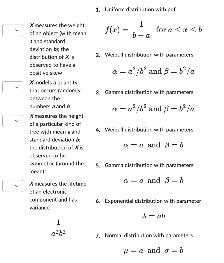 Solved 1. Uniform distribution with pdf X measures the | Chegg.com