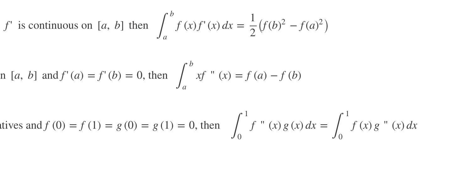 Solved 1. Integrating derivatives. Use integration by parts | Chegg.com