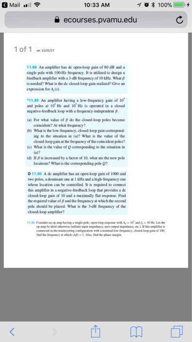 Solved Mail 10:33 AM * 100% ecourses.pvamu.edu e 11/21/37 | Chegg.com