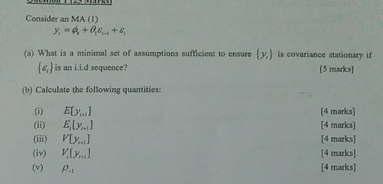 Solved Consider an MA (1) (a) What is a minimal set of | Chegg.com