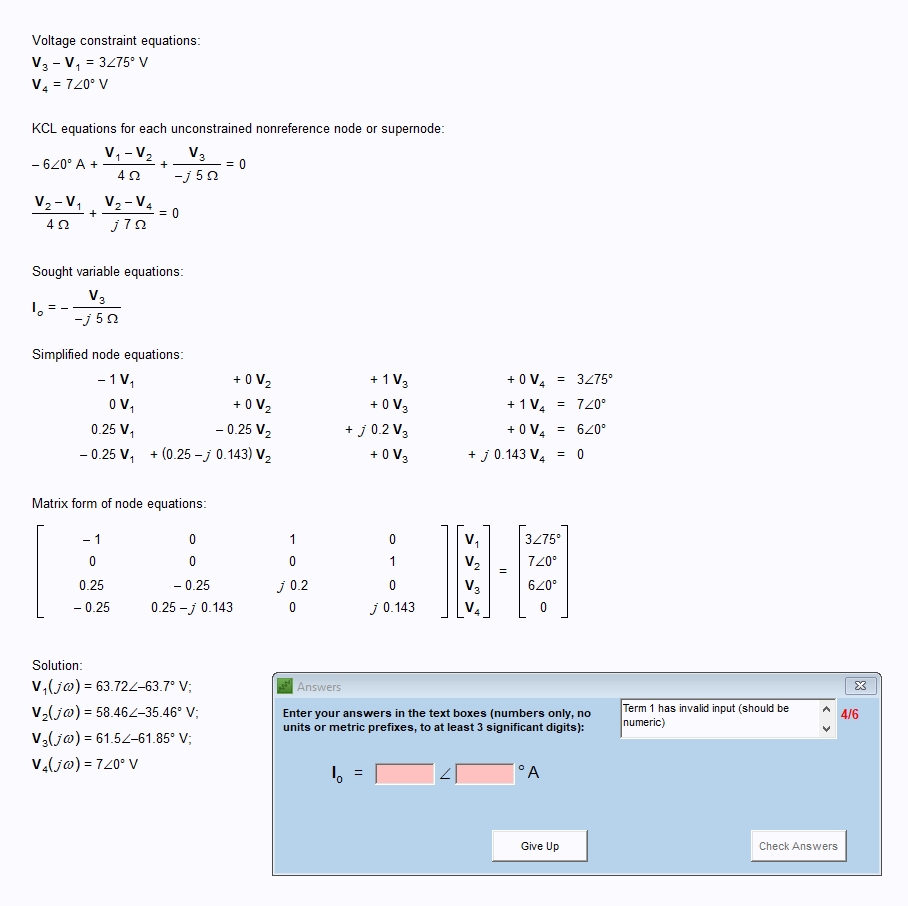 Solved Voltage constraint equations: V3 - V, = 3275° V V. = | Chegg.com