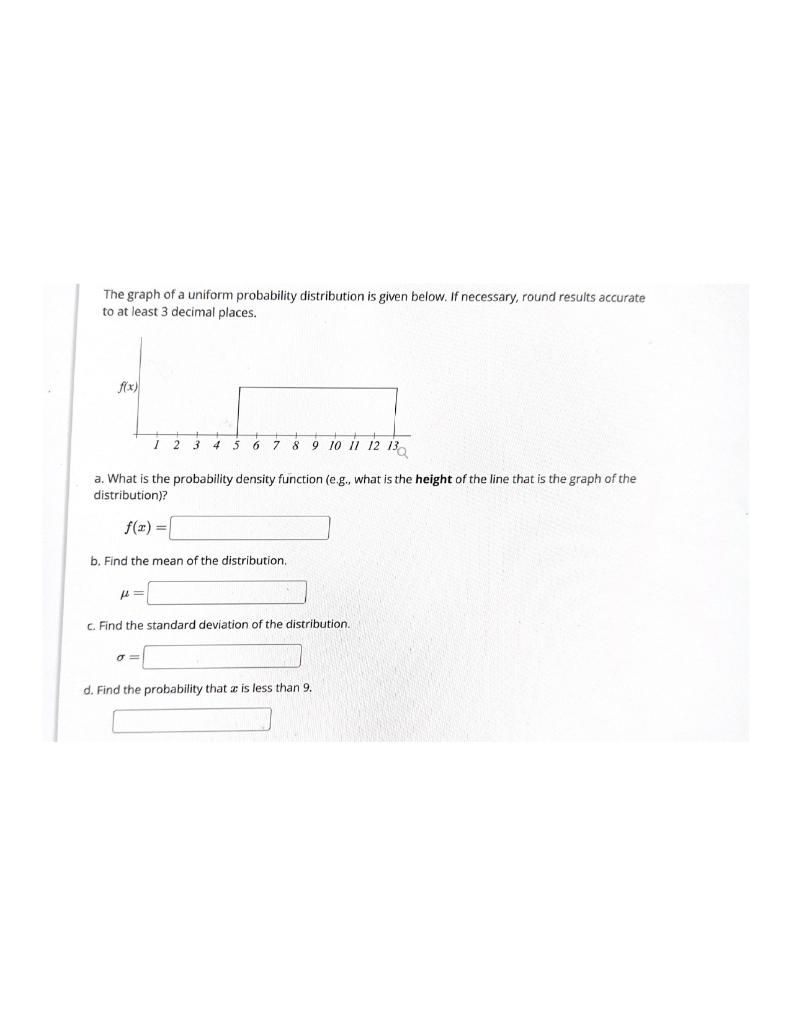 Solved The graph of a uniform probability distribution is | Chegg.com