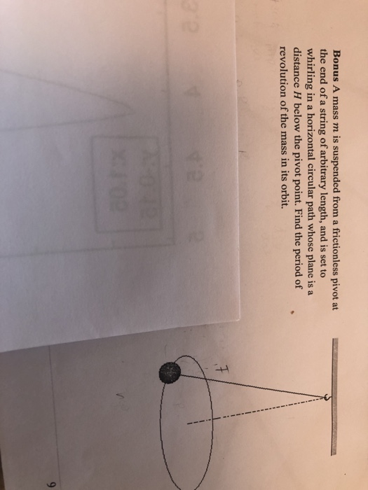 Solved Bonus A mass m is suspended from a frictionless pivot | Chegg.com