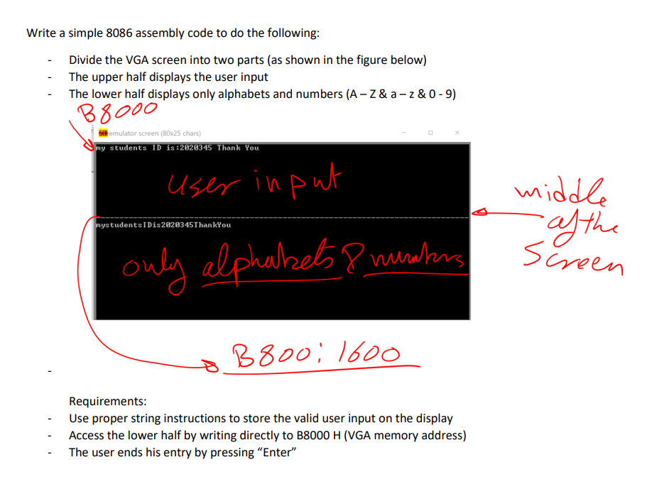 Write a simple 8086 assembly code to do the | Chegg.com