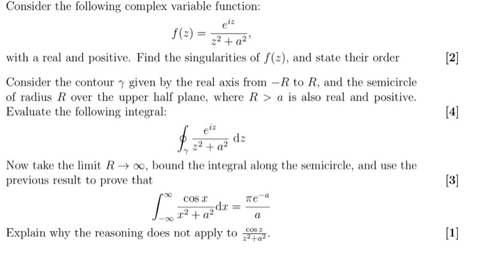 Solved Consider the following complex variable function f(z) | Chegg.com