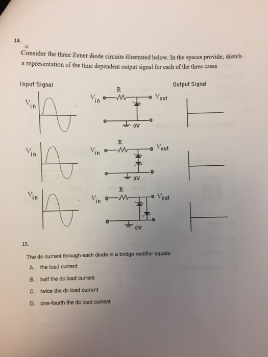 Solved Consider the three Zener diode circuits illustrated | Chegg.com