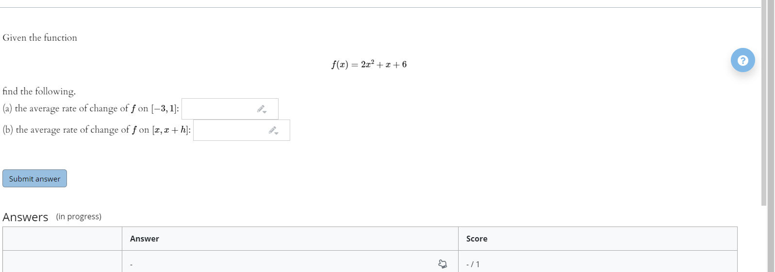 Solved Given the function f(x) = 2x2 +2 +6 find the | Chegg.com