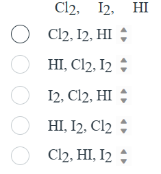 Solved Arrange the following three substances in order of | Chegg.com