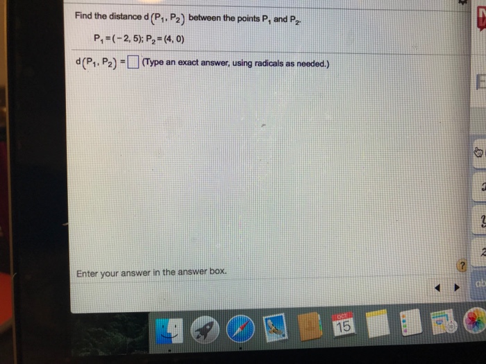 Solved Find the distance d (P1+ P2) between the points P1 | Chegg.com