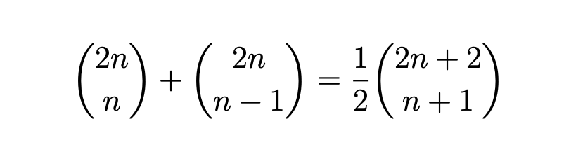 Solved (2nn)+(2nn−1)=21(2n+2n+1) | Chegg.com