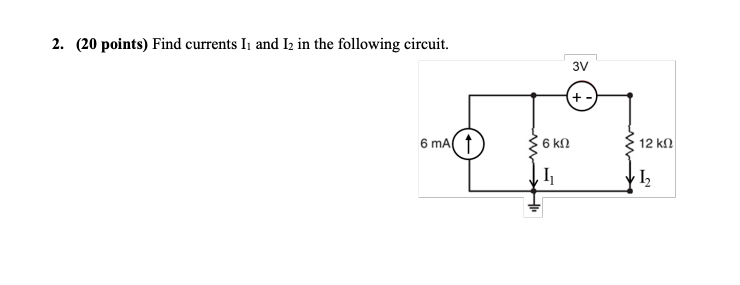 Solved (20 points) Find currents I1 and I2 in the | Chegg.com
