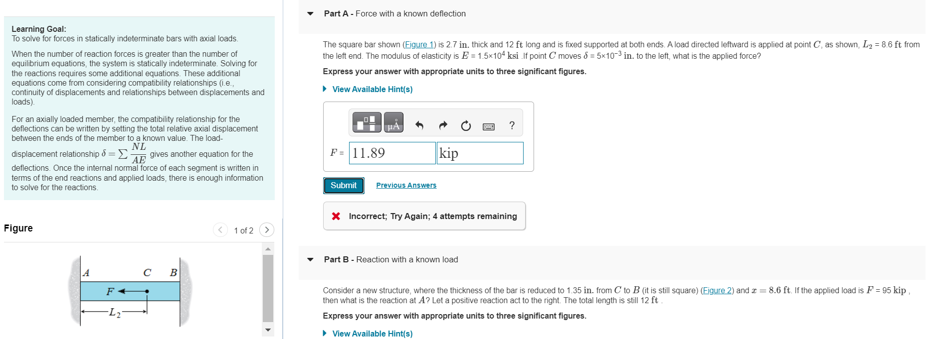 Solved Learning Goal:To solve for forces in statically | Chegg.com