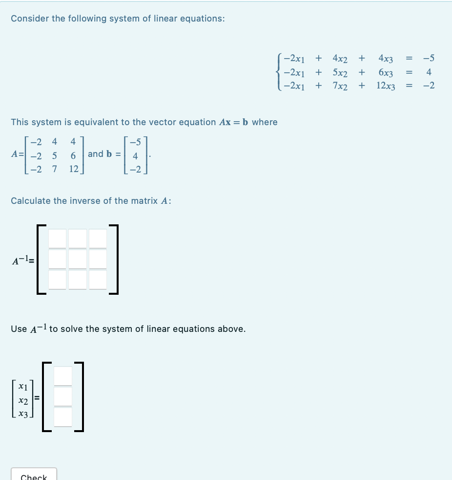 Solved Consider the following system of linear equations: | Chegg.com