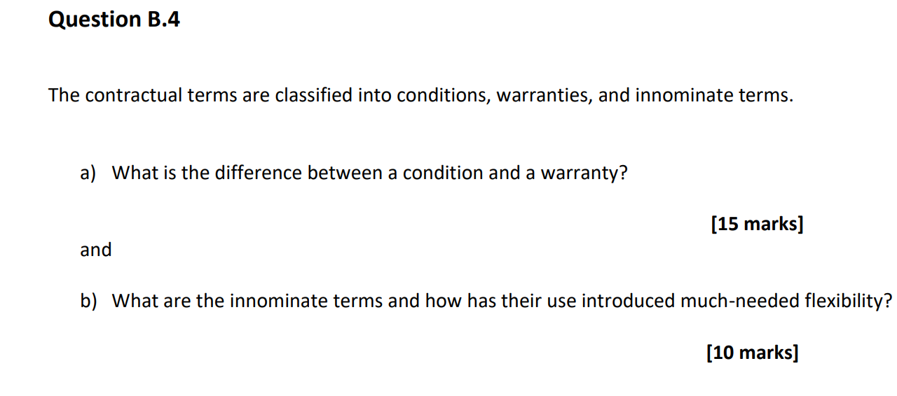 Solved Question B.4 The contractual terms are classified | Chegg.com