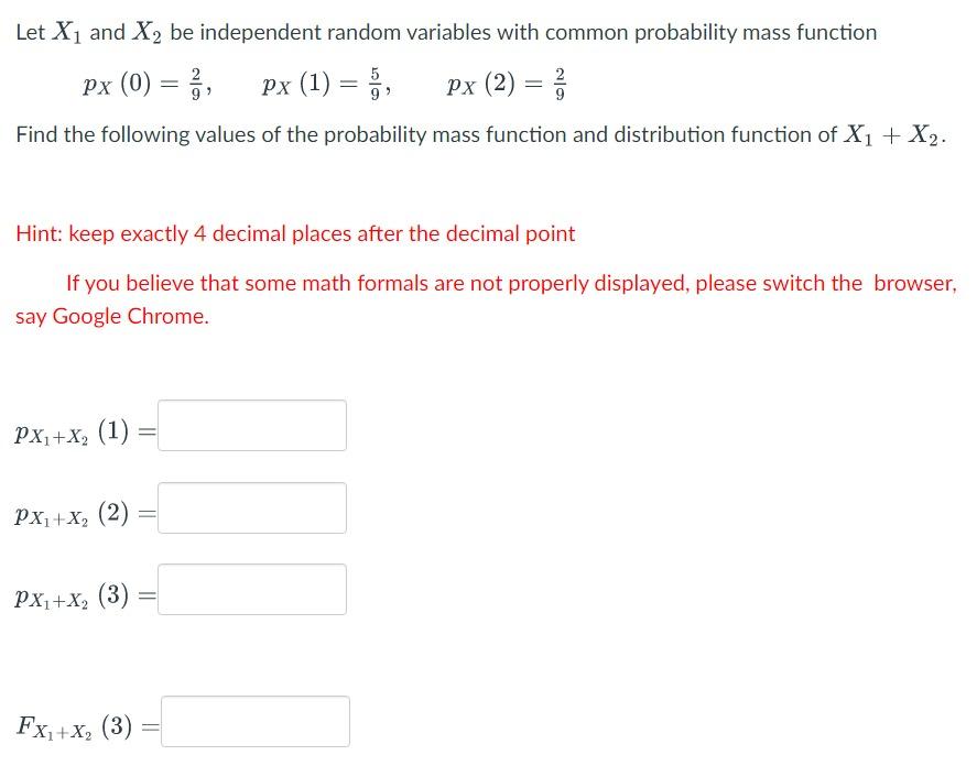 Solved Let X1 and X2 be independent random variables with | Chegg.com