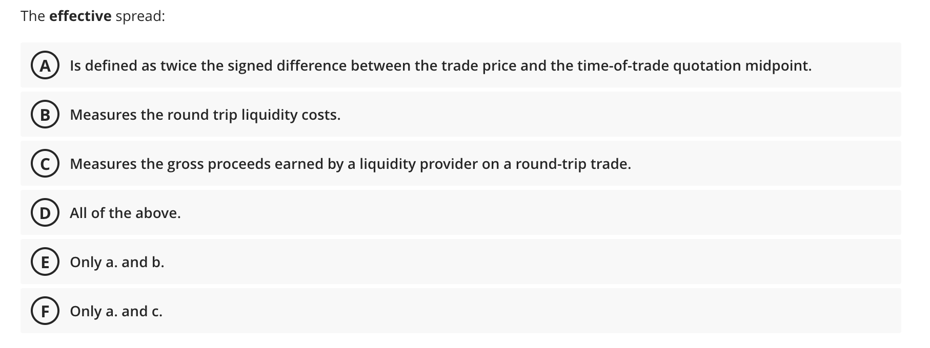 Solved The effective spread: Is defined as twice the signed | Chegg.com