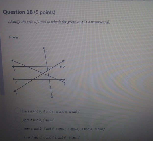Solved Question 18 (5 points) Identify the sets of lines to | Chegg.com