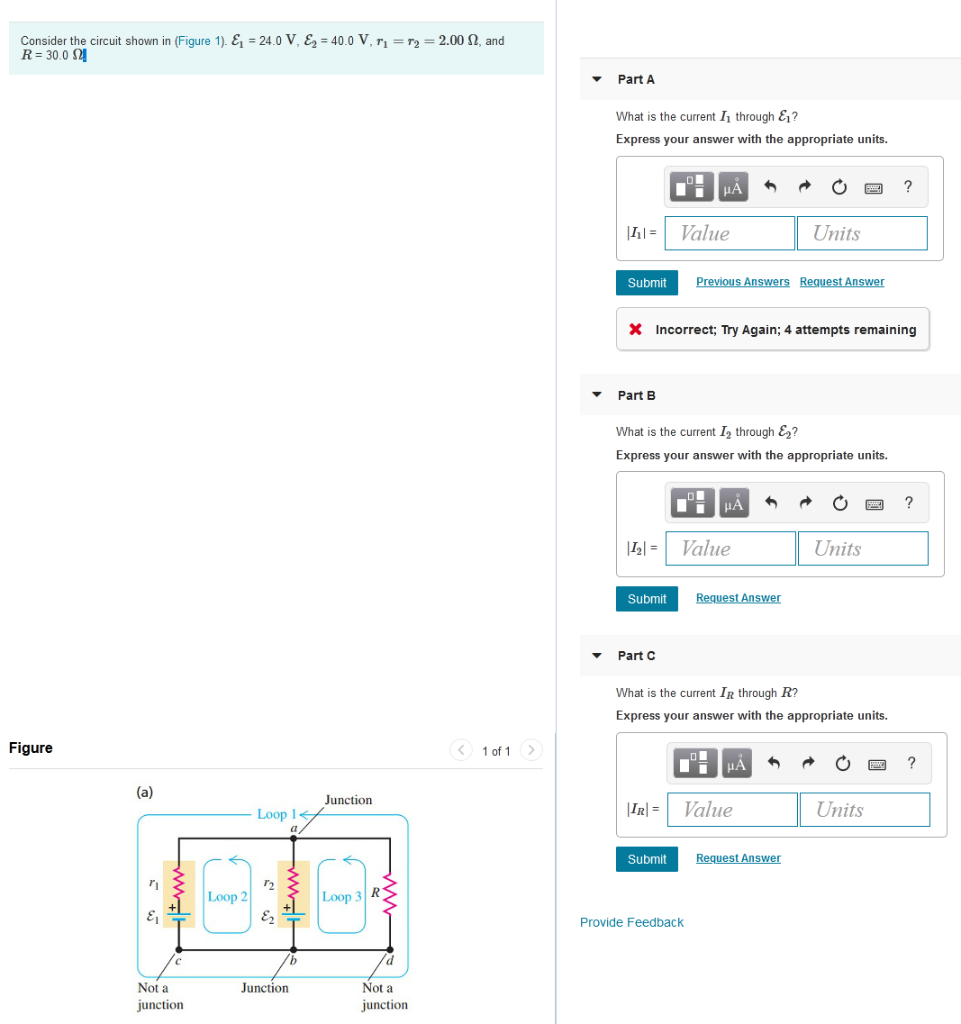 Solved Consider the circuit shown in (Figure 1). E1 = 24.0 | Chegg.com