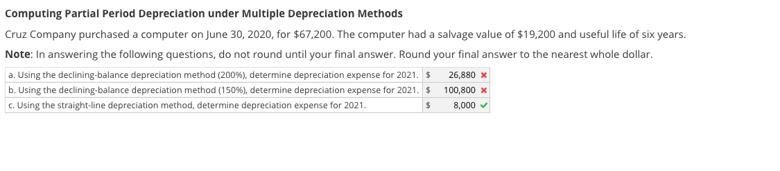 Solved Computing Partial Period Depreciation under Multiple | Chegg.com