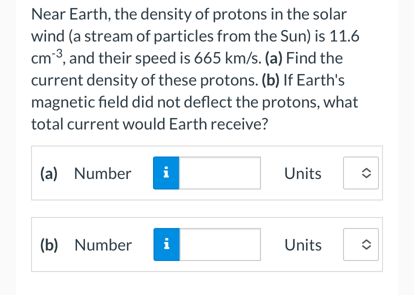 Solved Near Earth, the density of protons in the solar wind | Chegg.com