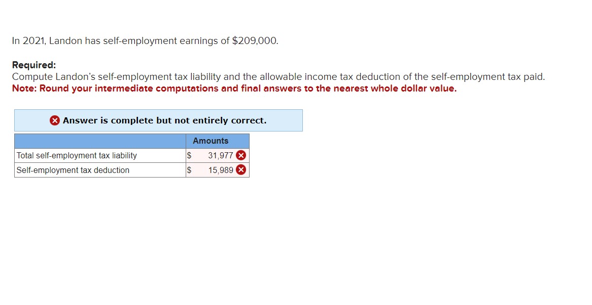 Solved In 2021, Landon has self-employment earnings of | Chegg.com