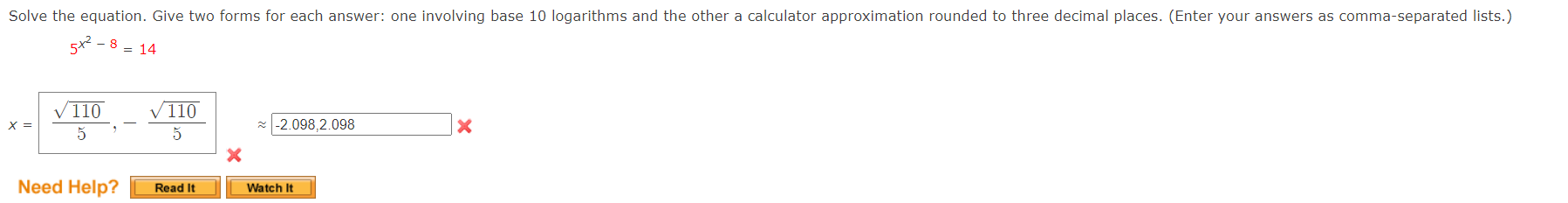 Solved 5x2-8=14 | Chegg.com