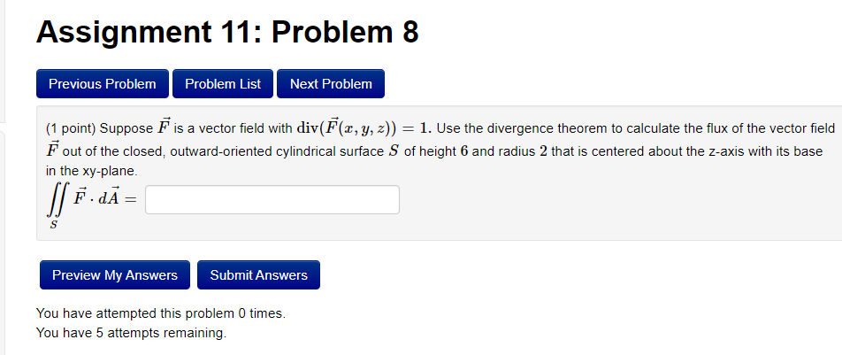Solved Assignment 11: Problem 8 Previous Problem Problem | Chegg.com