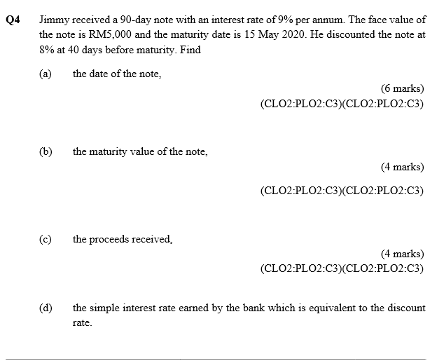 Solved 4 Jimmy received a 90-day note with an interest rate | Chegg.com