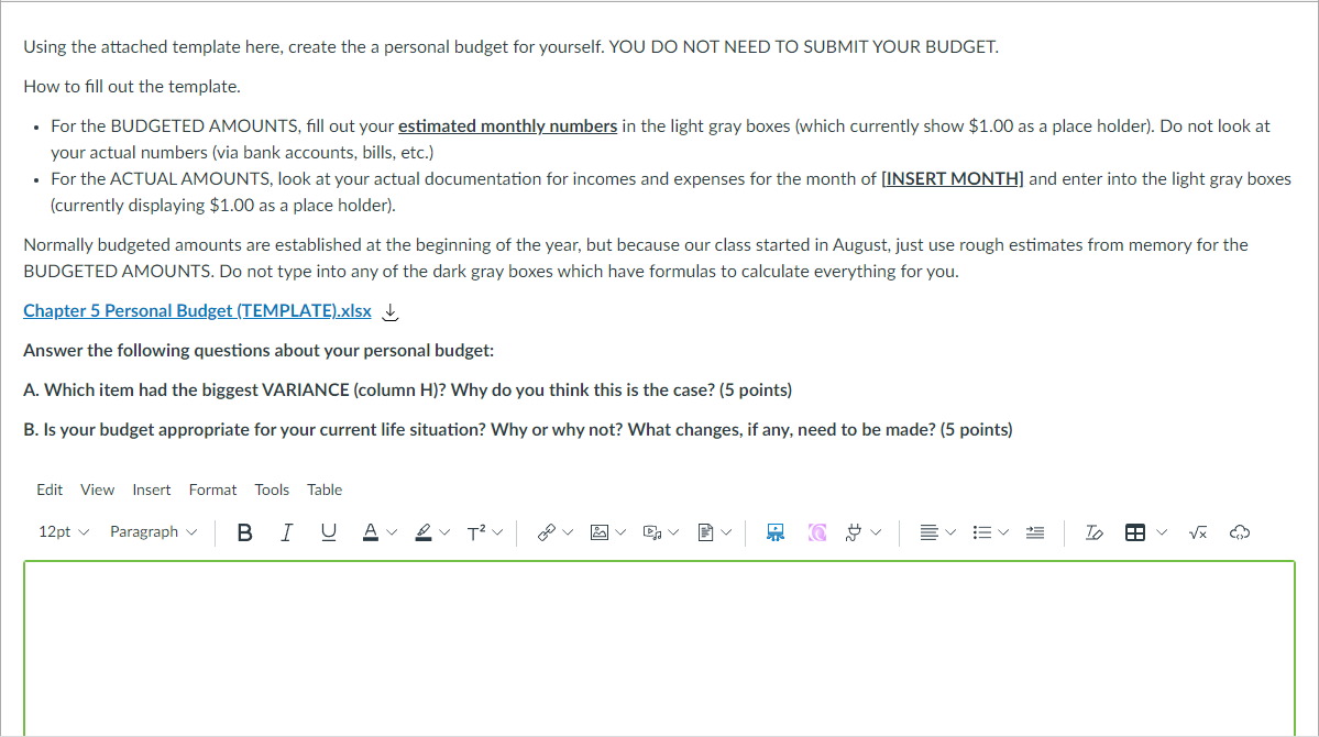 Using the attached template here, create the a | Chegg.com