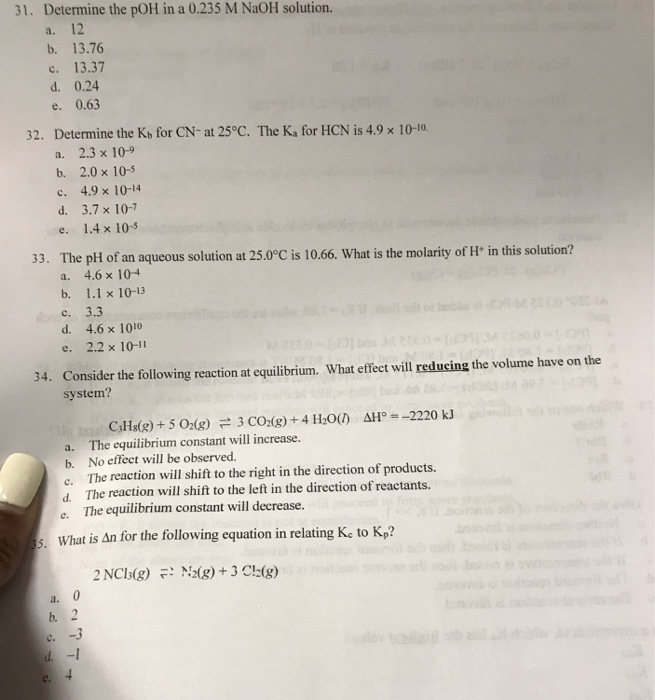 Solved 26 Consider The Following Reaction Equilibrium